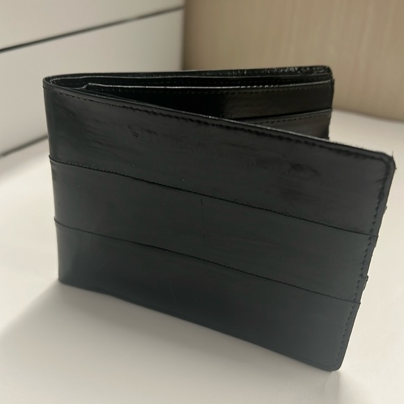 Bags | Black Eelskin Bifold Double Compartment Wallet New | Poshmark